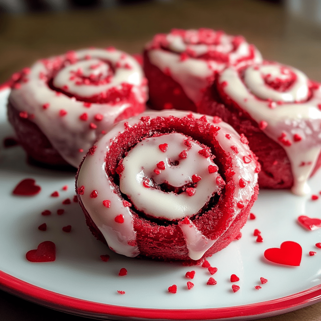 Red Velvet Valentine’s Day Cinnamon Rolls - Quicker Bites