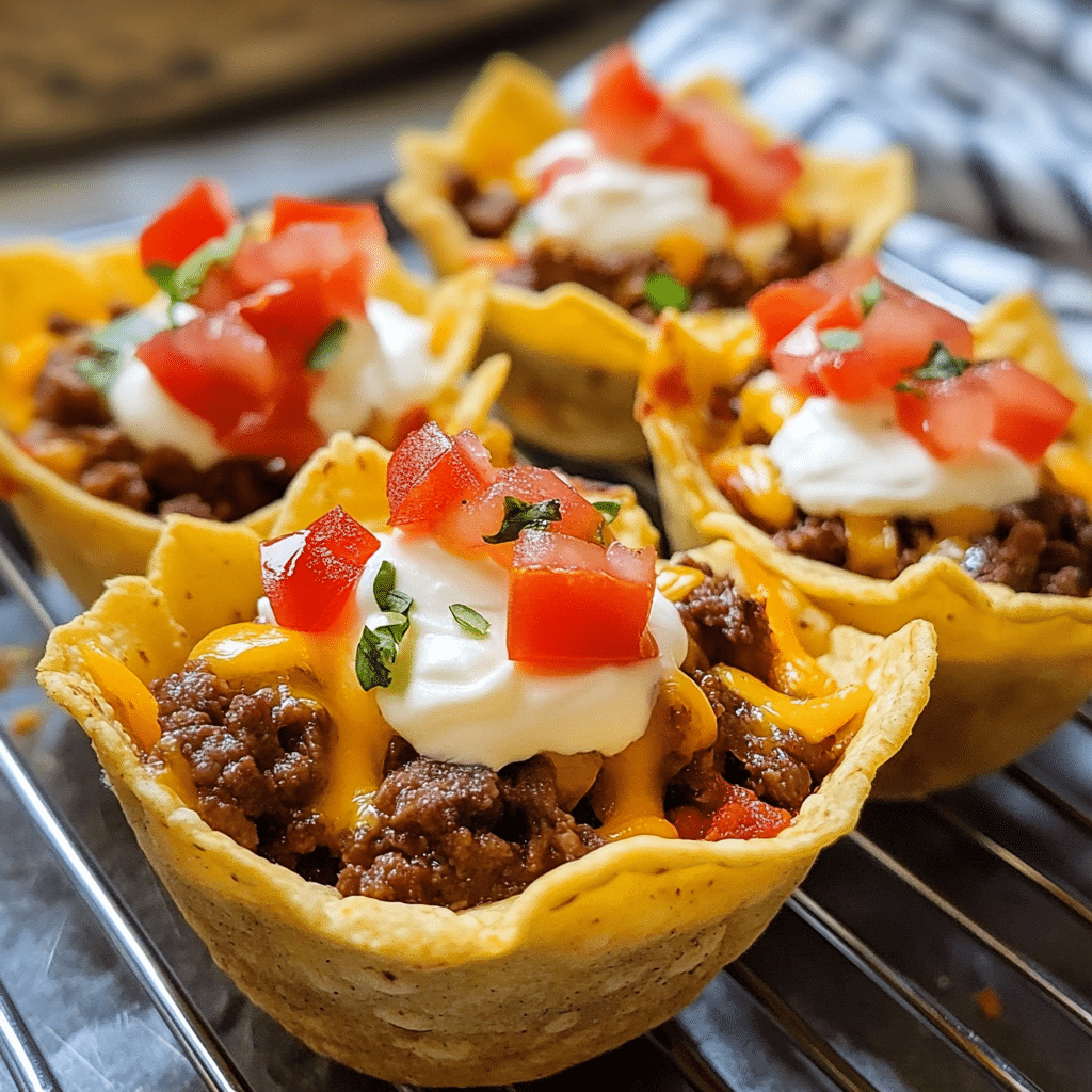 Taco Cups with Beef and Cheese - Quicker Bites