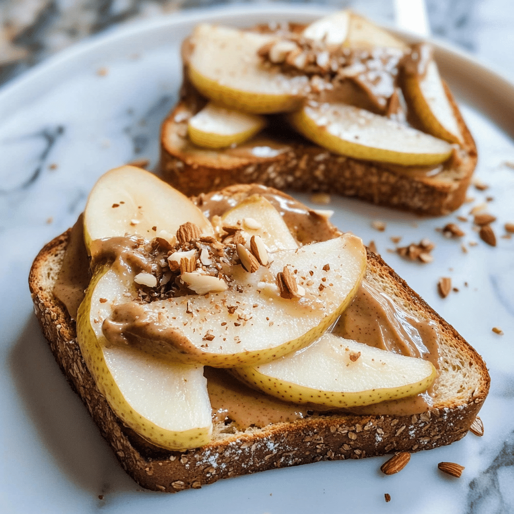 Almond Butter and Pear Toast - Quicker Bites