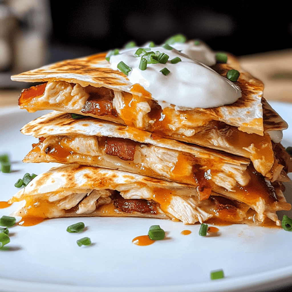 Buffalo Chicken Bacon Quesadillas - Quicker Bites