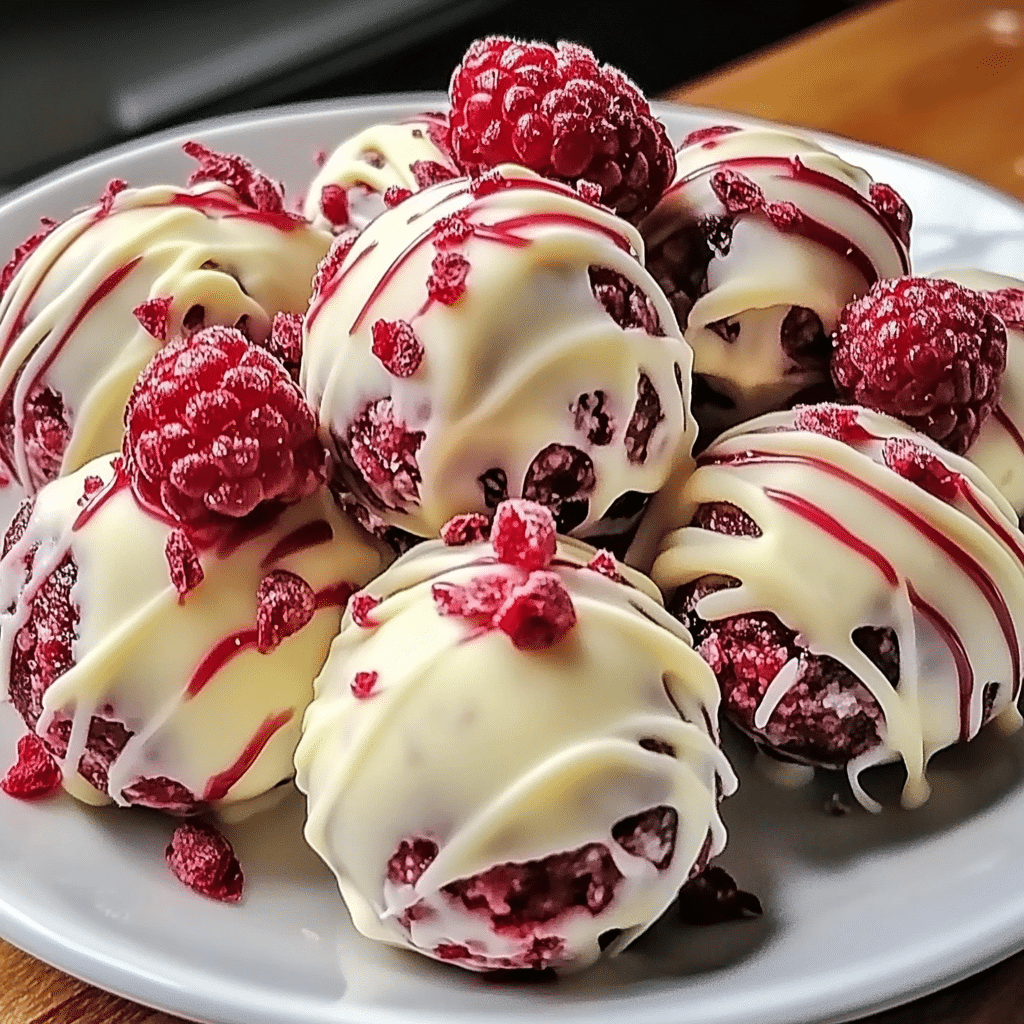 White Chocolate Raspberry Cheesecake Balls - Quicker Bites